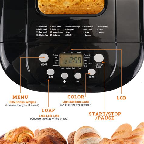 004 Kbs 15 In 1 2lb Bread Maker Machine Fully Automatic Lcd Display Kbs