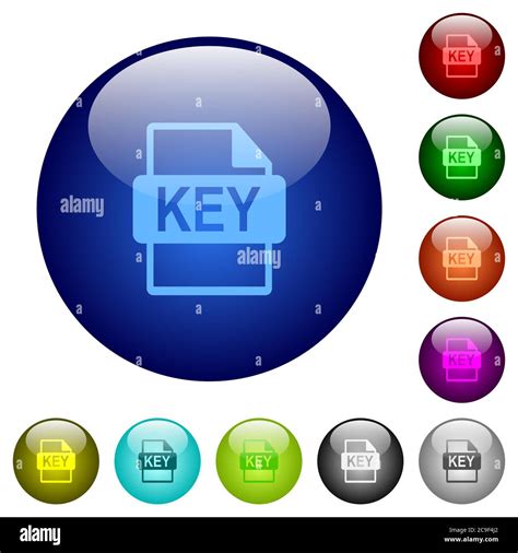Private Key File Of Ssl Certification Icons On Round Color Glass