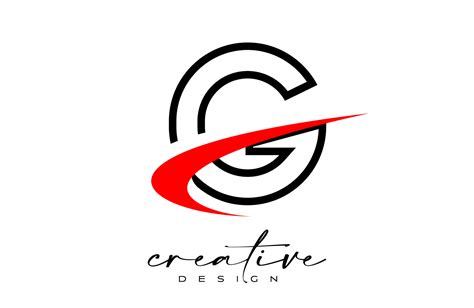 Esbozar El Diseño Del Logotipo De La Letra G Con Un Swoosh Rojo