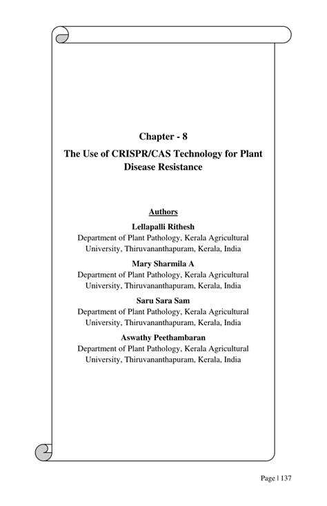 PDF The Use Of CRISPR CAS Technology For Plant Disease Resistance