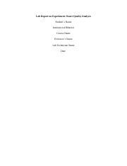 Lab Report On Experiment 1 Docx Lab Report On Experiment Water Quality Analysis Babe S