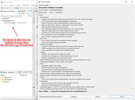 Restore Database Navigation Expandedcollapsed State After Restarts