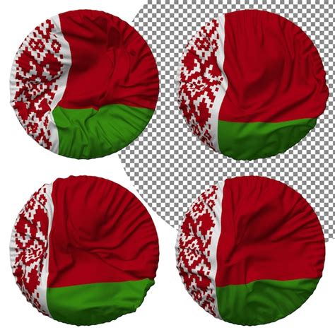 Premium Psd Belarus Flag Round Shape Isolated Different Waving Style Bump Texture 3d Rendering