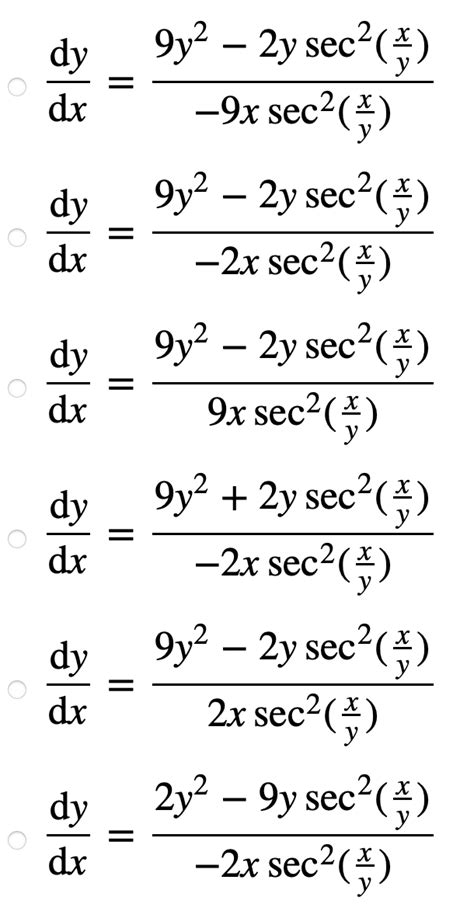 Solved Use Implicit Differentiation To Find Dxdy Given