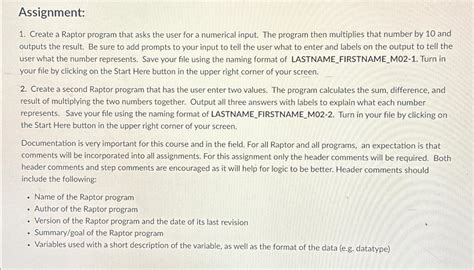 Solved Assignment Create A Raptor Program That Asks The User Chegg