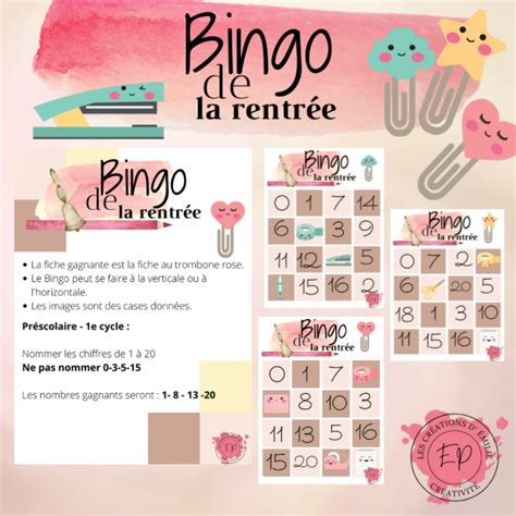 Bingo De La Rentrée Nombres 0 20