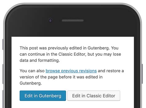 Gutenberg 34 Adds New Warning To Classic Editor When Editing Posts