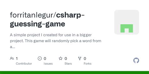 Github Forritanlegurcsharp Guessing Game A Simple Project I Created