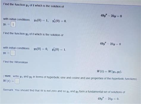 solved find the function y1 of t which is the solution of
