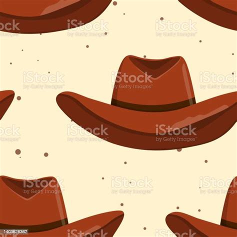 색상 배경에 카우보이 모자가있는 완벽한 패턴 아이콘 게임 포장 직물 섬유에 대한 벡터 그리기 일러스트 레이 션 와일드 웨스트 서부 카우보이 개념 0명에 대한 스톡 벡터 아트