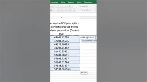 find🙃 sample variance in excel shorts microsoftexcel shortvideo business finance