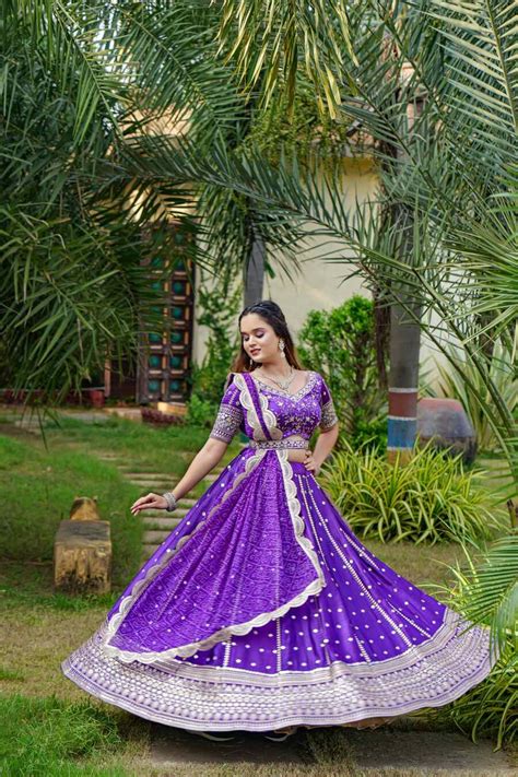 Party Wear Satin Embroidery With Sequence Work Lehenga Choli With Dupatta Purple
