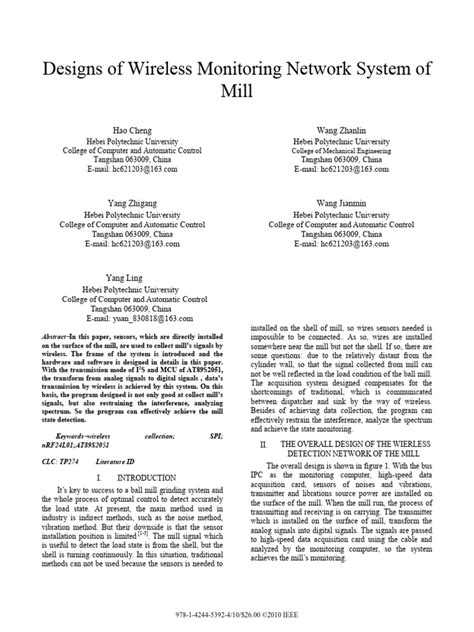 Designs Of Wireless Monitoring Network System Of Pdf