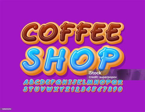 벡터 달콤한 창조적 인 간판 커피 숍 맛있는 도넛 알파벳 편지와 숫자 세트 귀여운에 대한 스톡 벡터 아트 및 기타 이미지 귀여운 그래픽 프린트 달콤한 음식 Istock