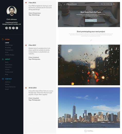 GitHub Tutsplus Timeline Portfolio Design