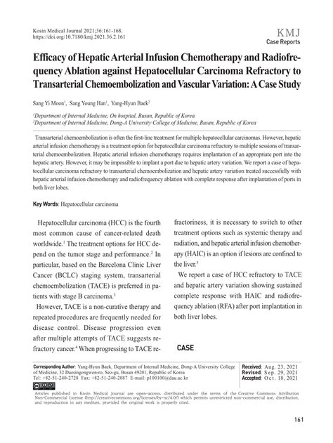 Pdf Efficacy Of Hepatic Arterial Infusion Chemotherapy And Radiofrequency Ablation Against