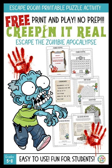 Middle School Escape Room Printable Team Building Escape Zombie Escape Room Classroom