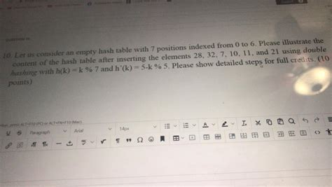 Solved Ton 10 Let Us Consider An Empty Hash Table With 7