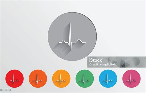 세트마다 색상화 심전도 신호 아이콘 건강 진단에 대한 스톡 벡터 아트 및 기타 이미지 건강 진단 건강관리와 의술 곡선 Istock
