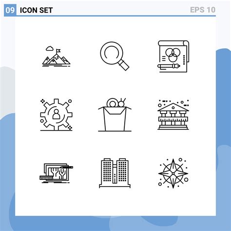 Stock Vector Icon Pack Of 9 Line Signs And Symbols For Data Management Big Data Development