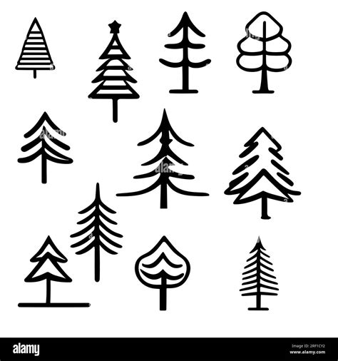 Tree Line Art Vector Icon Set Stock Vector Image And Art Alamy