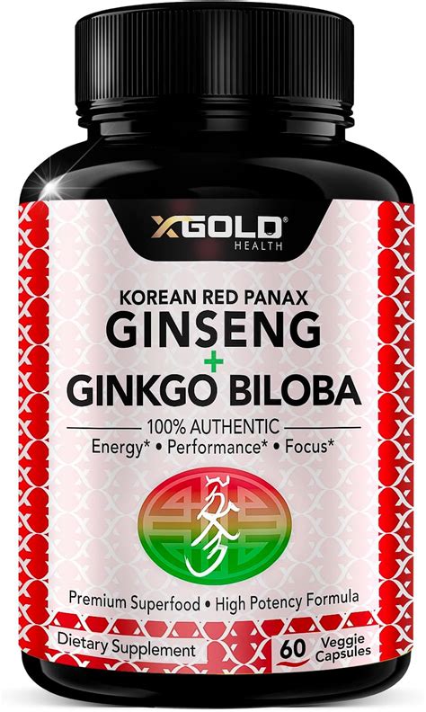 Korean Red Panax Ginseng 1200mg Ginkgo Biloba Extra Strength Root