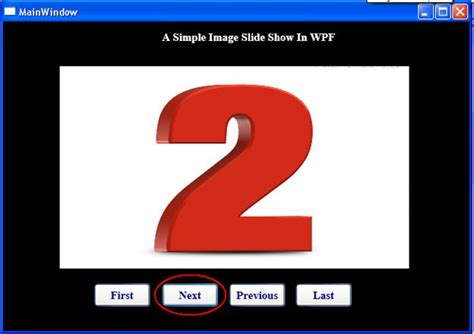 A Simple Image Slide Show Using First Next Previous And Last Button