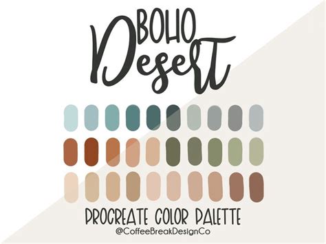 Procreate Color Palette Boho Desert Desert Inspired Color Swatches Nature Color Palette Boho