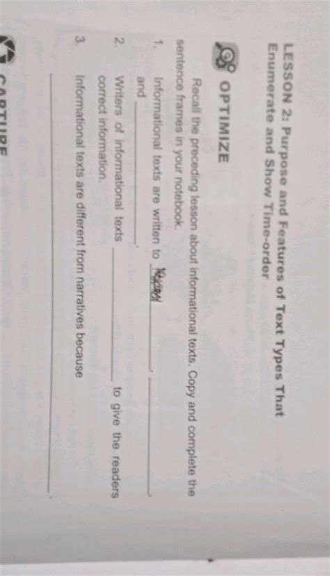 lesson 2 purpose and features of text types that enumerate and show