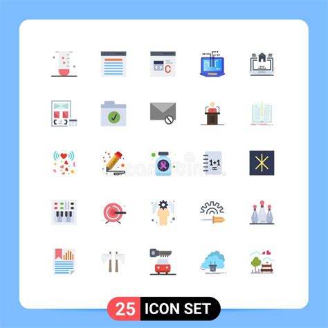 Editable Vector Line Pack Of 25 Simple Flat Colors Of Laptop Computer Search Development