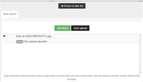 File Upload Aborted Error · Issue 726 · Tripporesponsivefilemanager