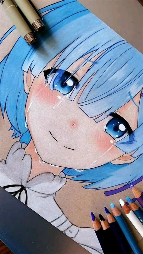 رسمة انمي لطيفة باللون الازرق 🐰🌷 Anime Drawings Character Drawing Anime