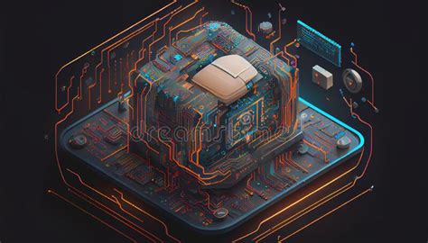 Cyber Security Protect Privacy Circuit Board Secure Shield Stock Image
