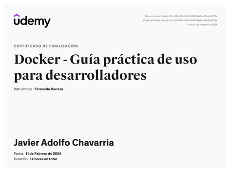 Javier Chavarria On Linkedin Udemy Course Completion Certificate