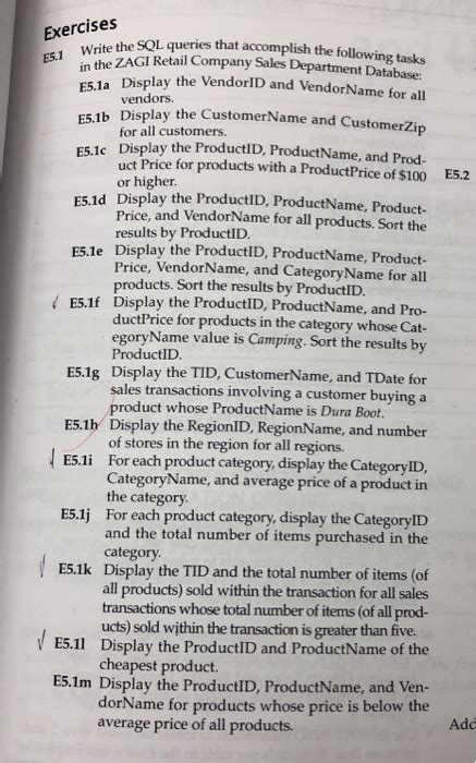 Solved Exercises Ie The Sql Queries That Accomplish The