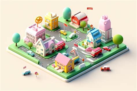 Premium Photo 3d Render Maps City Street Views Parks Trees Road