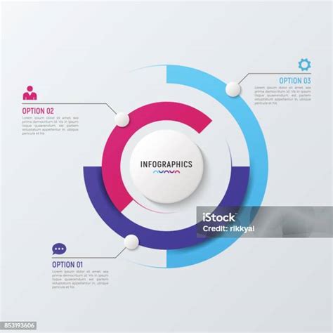 벡터 데이터 시각화를 위한 원형 차트 Infographic 템플릿입니다 3 옵션 단계 부품입니다 3에 대한 스톡 벡터 아트 및
