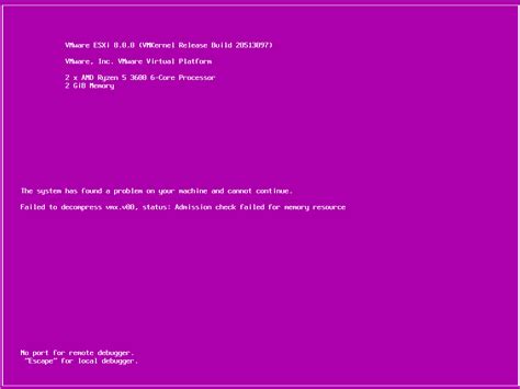 Purple Error During Esxi 8 Installation Failed To Decompress Vmxv00 Status Admission Check