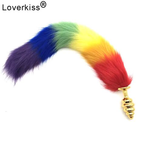 Loverkiss Metal Anal Plug Tail Butt Plug Fox Tailfeiths Bondage Anal