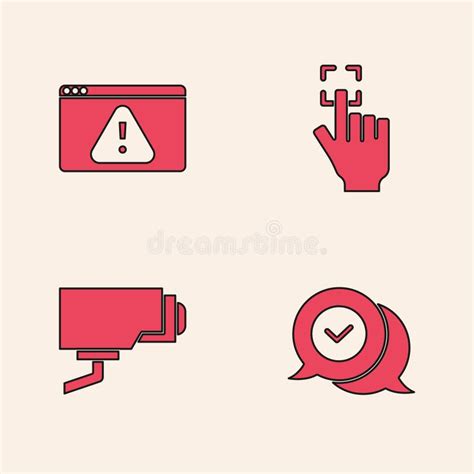 Set Check Mark In Speech Bubble Browser With Exclamation Fingerprint