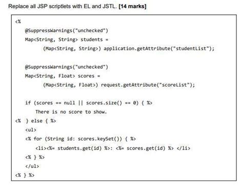 Solved B The Following JSP Page Displays The Test Scores Of Chegg