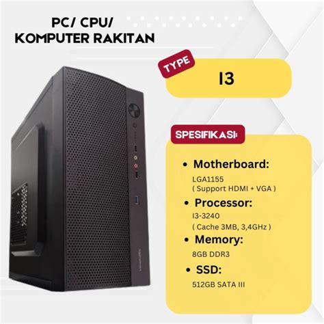 PC KOMPUTER CPU RAKITAN KANTOR SEKOLAH DDR GB I TRAY GEN Lazada Indonesia