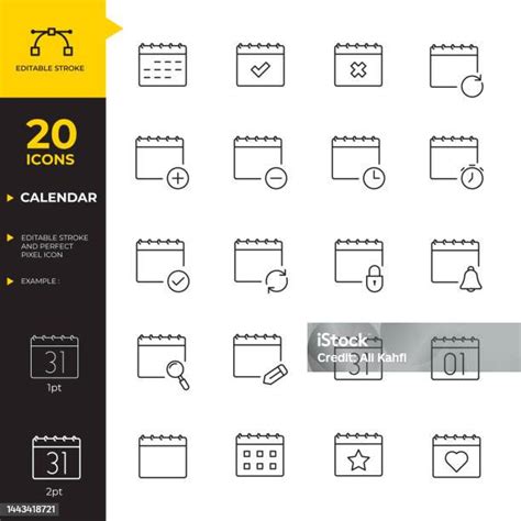 달력 편집 가능한 스트로크와 픽셀 완벽 가는 선 아이콘 벡터 집합 달력에 대한 스톡 벡터 아트 및 기타 이미지 달력 아이콘