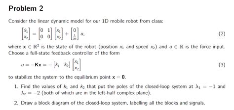 solved problem 2consider the linear dynamic model for our 1d