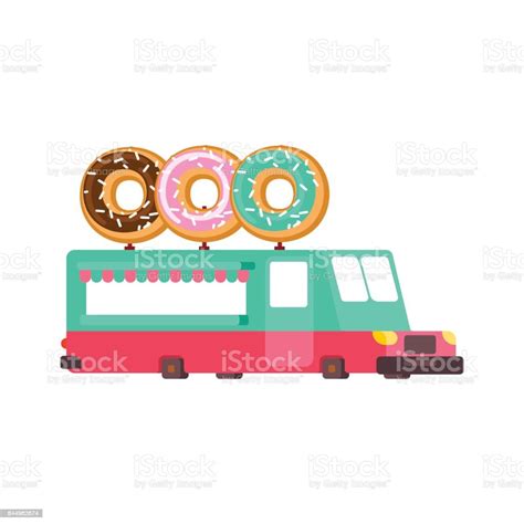 도넛 자동차 음식 트럭입니다 패스트 푸드 자동차입니다 벡터 일러스트 레이 션 거리에 대한 스톡 벡터 아트 및 기타 이미지 거리 기업 재무와 산업 도넛 Istock