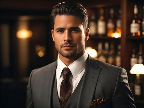 Premium Ai Image Chad Sigma Male Alpha Handsome Man In Suit Whiskey