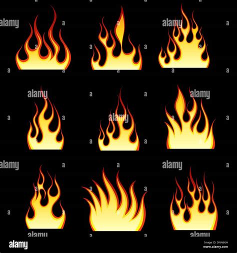 Set Of Different Fire Patterns For Design Use Stock Vector Image And Art Alamy