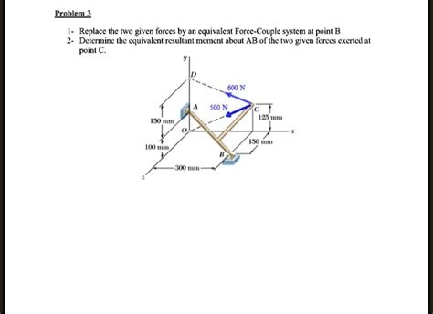 Solved Problem 3 1 Replace The Two Given Forces By An Equivalent