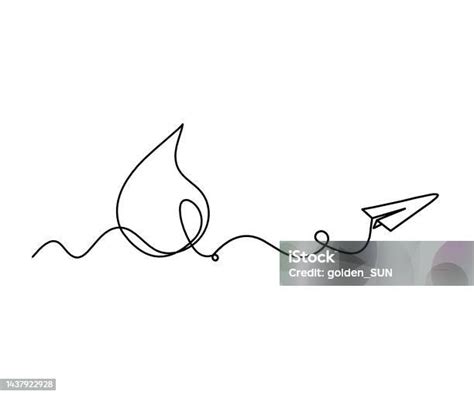 흰색 배경에 선 그리기로 종이 비행기가 있는 추상 드롭 개념에 대한 스톡 벡터 아트 및 기타 이미지 개념 낙서 드로잉 드리블 스포츠 Istock
