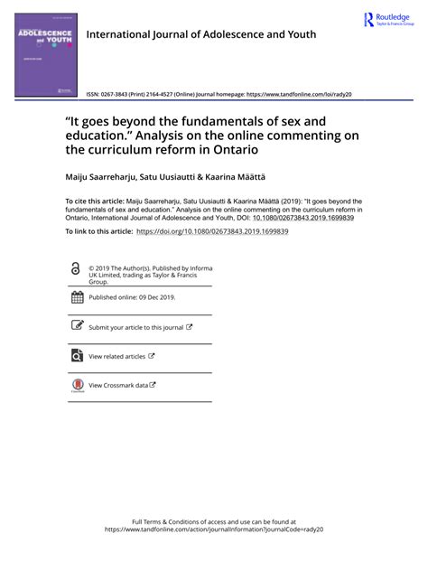 Pdf “it Goes Beyond The Fundamentals Of Sex And Education ” Analysis